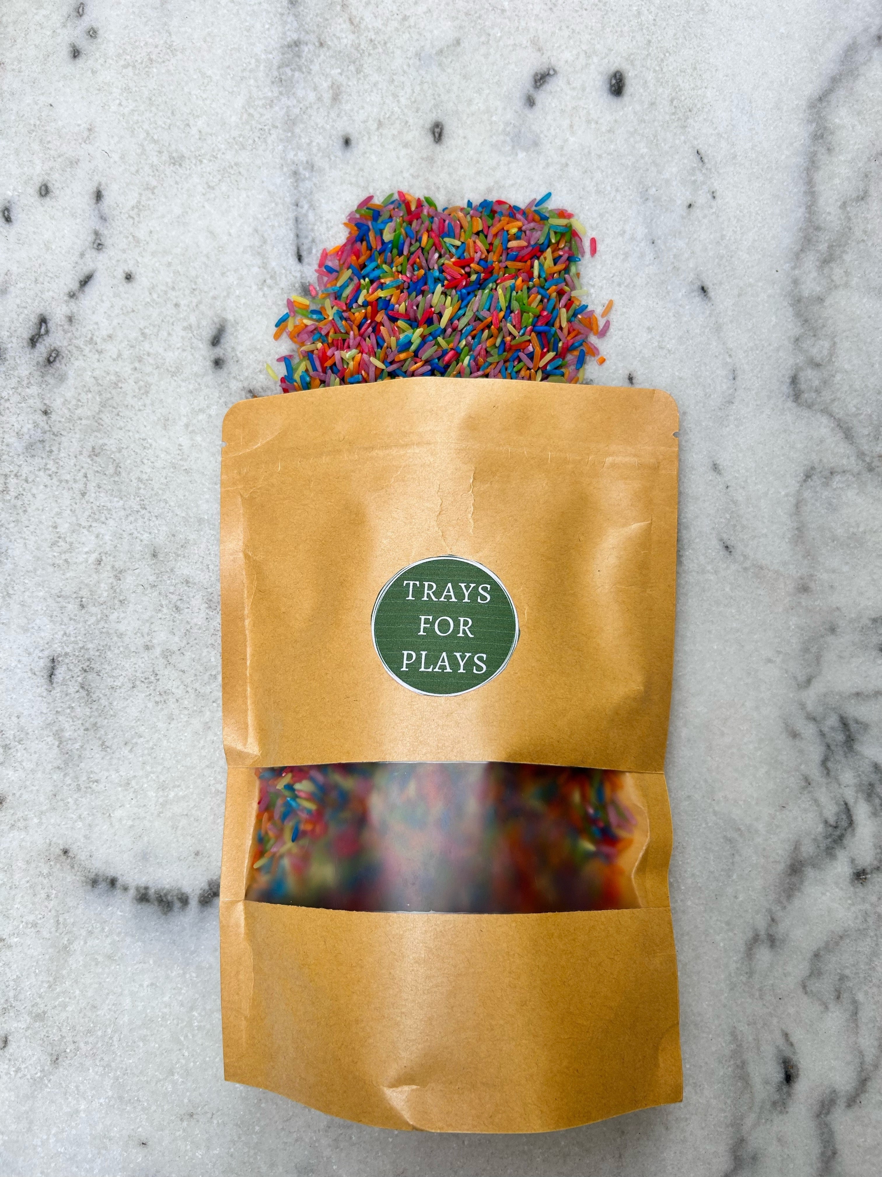 Coloured Sensory Rice – traysforplays